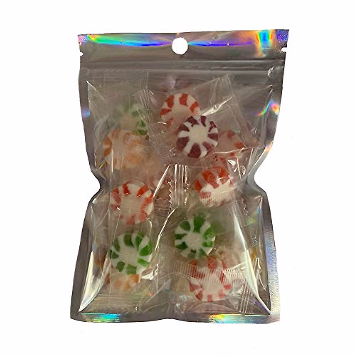 50Pack Holographic Foil Pouch Bag Flat Ziplock Bag Resealable Smell Proof Bags Aluminum Foil Bags Rainbow Mylar Bags for Lip Gloss Bath Salt Food Storage Party Favor (4 x 6 Inches)