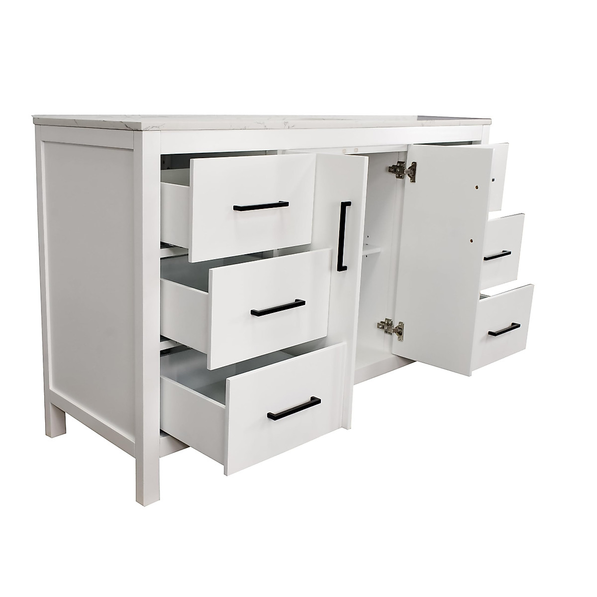 Kitchen Bath Collection Copenhagen 60-inch Single Bathroom Vanity (Engineered Marble/White): Includes White Cabinet with Engineered Marble Countertop and White Ceramic Sink