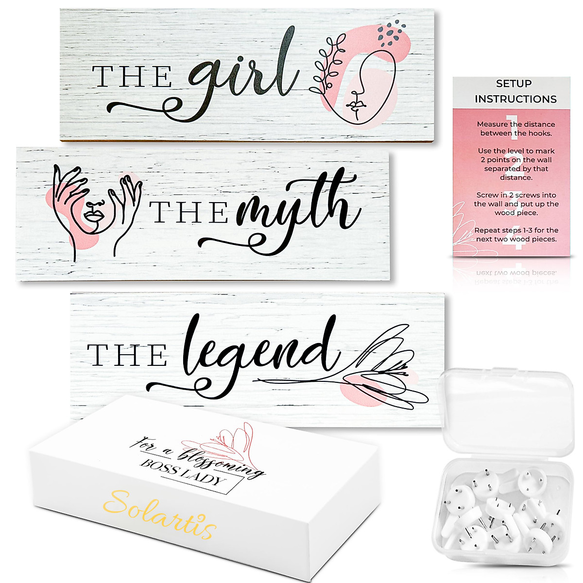 Wall Decor for Bedroom Teen Girl, Bedroom Wall Decor for Women, Pink and Grey Wall Decor for Girls, Blush Pink Wall Decor, Inspirational Positive Quotes for Baby Girl Nursery,Boho Art for Teenage Room