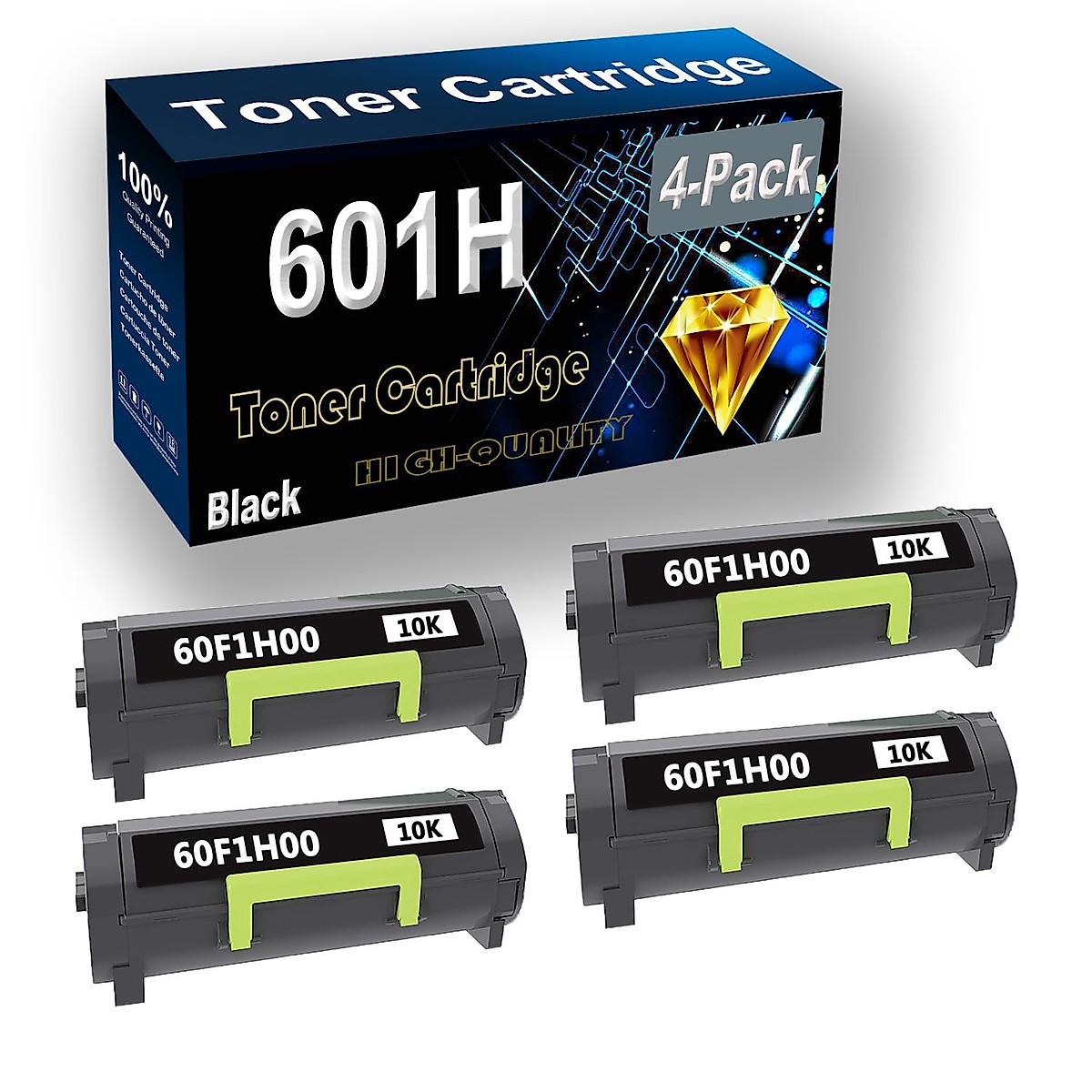 Kolasels Remanufactured Toner Cartridge Replacement for 601H 60F1H00 for MX310, MX410, MX510, MX511, MX610, MX611 Printer (4-Pack Black)