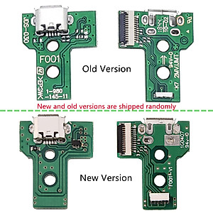 Onyehn 2pcs JDS-030 Replacement Charging Port Assembly for PS4 DualShock 4, Repair Part Micro USB Adaptor Charger Socket Board Connector Module(with 12 pin Eject Ribbon Flex Cable)