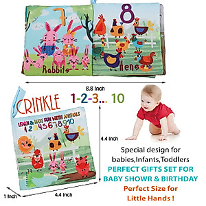 Baby Books Toys Gifts, Touch and Feel Cloth Crinkle Books for Babies,Infant Toddler Baby 0-3-6-12-18 Months,Early Learning Toys 6 to 12 Months 1-2 Years Old,Christmas Shower Gift for Boys Girls,6 PCS