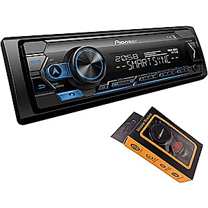 Pioneer Single DIN Bluetooth Digital Media Receiver with Short Chassis, Supports Amazon Alexa & Spotify + 2 Pairs of 6.5" Car Speakers (4 Speakers)