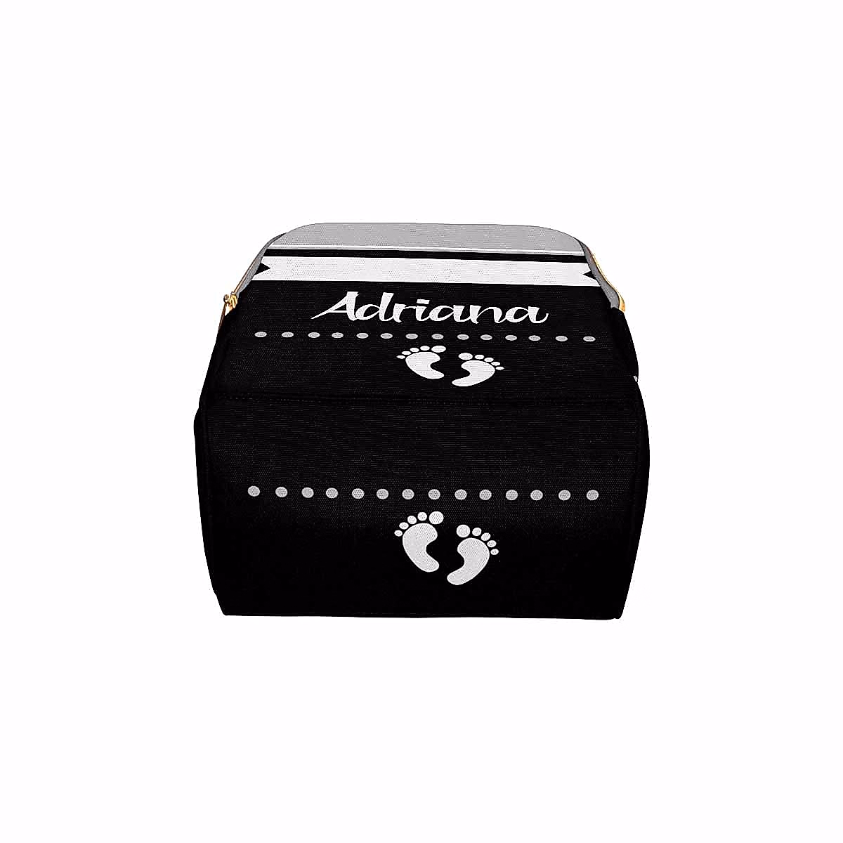 Newcos Personalized Cute Babt Foot Prints and Dots Diaper Bag with Name Nappy Bags Travel Casual Mummy Backpack for Mom Women