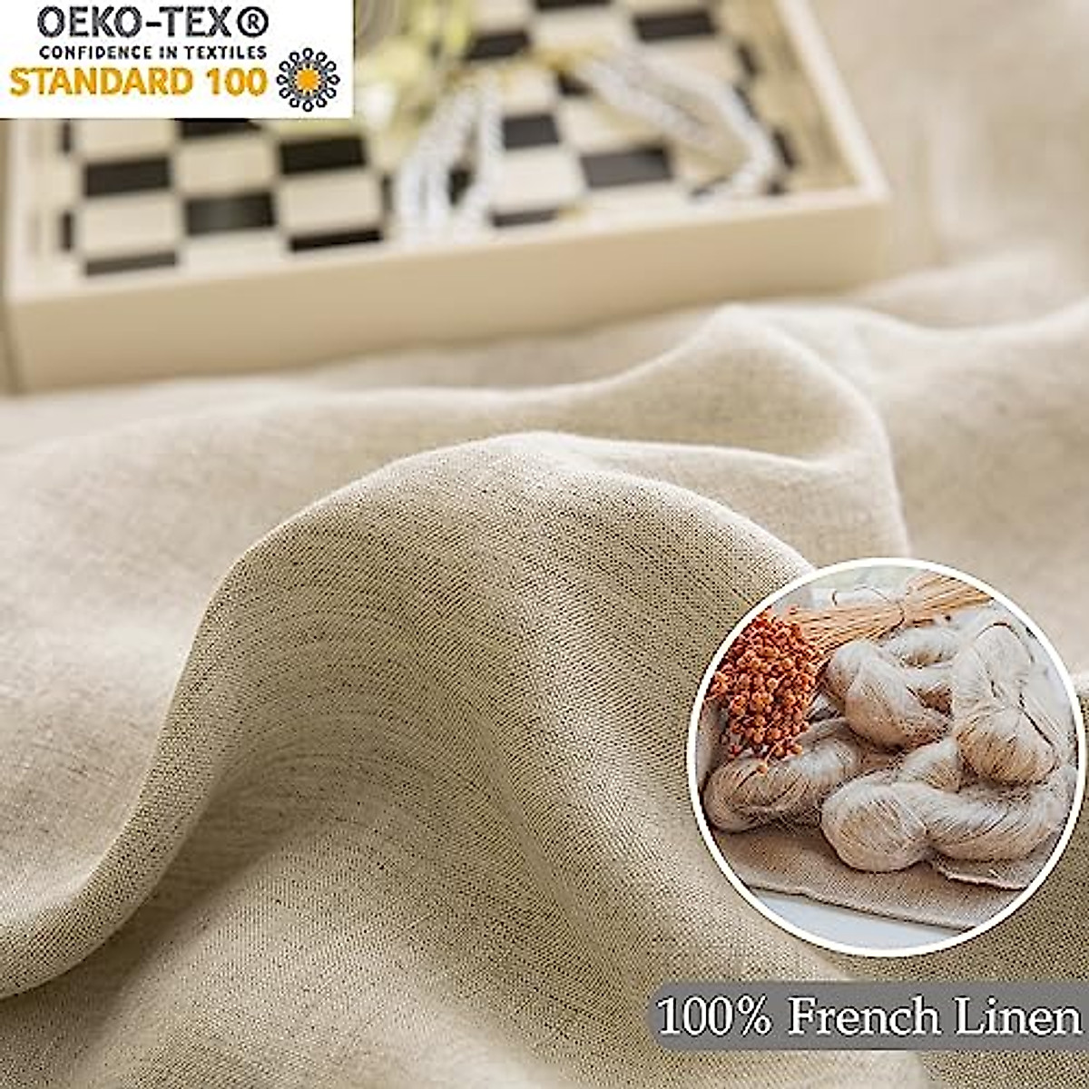 Merryword Linen Comforter Set King Size Natural French Flax Linen Bedding Comforter Set Soft Breathable Moisture Wicking Comfy Bedding 3 Pieces (Linen, King)