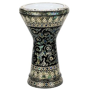 New Gawharet El Fan Sombaty 18.5"/19"/21" Drum Darbuka tabla doumbek mother of pearl musical instrument Egyptian handmade with luxry bag (Magic Flowers (Blue pearl))