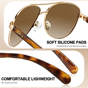 CARFIA Retro Trendy Pilot Sunglasses for Women Polarized UV Protection, Lightweight Outdoor Driving Lady Sunnies Metal Frame