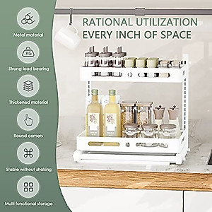 Generic Under Sink Organizer, 2-Tier Metal Pull Out Kitchen Cabinet Organizer, Freely Adjustable, Rust Resistant, Sturdy Multi-Functional for Bathroom Organization, White