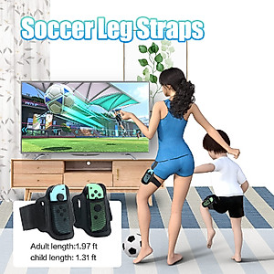 Nintendo Switch Sports Accessories, Nintendo Switch Sports Leg Strap, Switch Wrist Straps, Switch Boxing Grips, Switch Tennis Racket and Switch Golf Club - Blue and Green