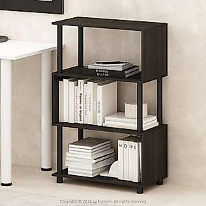 Furinno Reed 4-Tier S-Shaped Bookcase, Bookshelf, Espresso