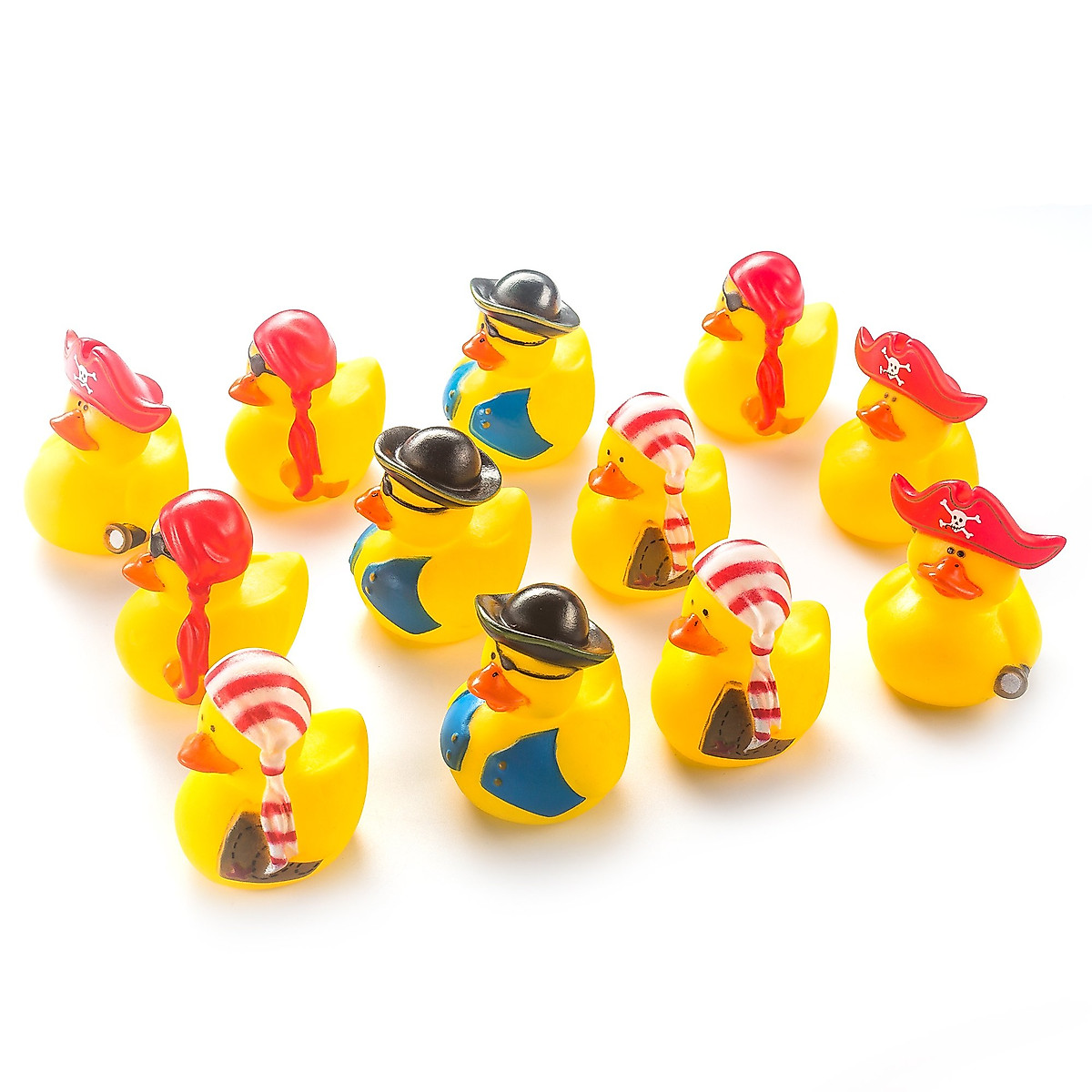 Fun Central 12 Pieces - Mini Pirate Rubber Duckies Bath Toys for Baby Shower - Party Supplies - Assorted Design