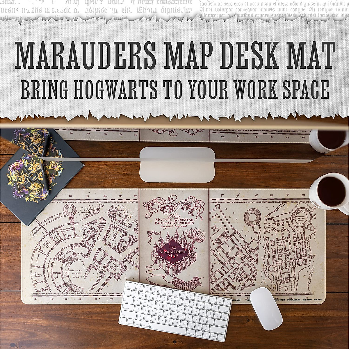 Paladone Harry Potter Marauders Map Large Gaming Mouse Pad for Desk Keyboard Mousepad Non-Slip