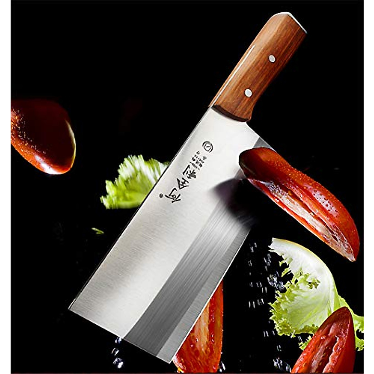 Cleaver Knife 7 Inch – Chinese Chef Knife with rosewood Handle, Vegetable Meat Cleaver Knife with case, Anti-rust Kitchen Knife for Cooking