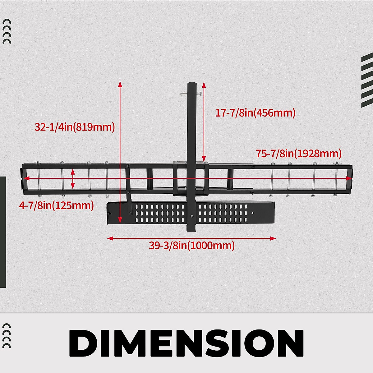 7BLACKSMITHS 500LBS Steel Motorcycle Scooter Dirt Bike Carrier Hauler Anti Tilt Hitch Mount Rack Ramp with 2'' Receiver Trailer Hitch Pin Carrier
