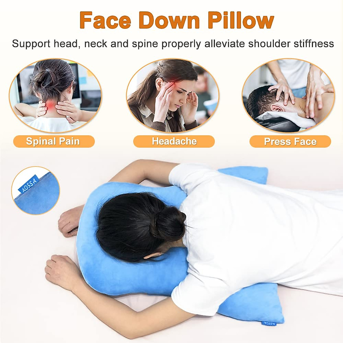 Face Down Pillow for Sleeping After Eye Surgery Head Positioning Prone Pillow for Massage Napping Tanning Pillow with Face Hole Doughnut Bed Cradle Cushion Detached Retina Vitrectomy Recovery