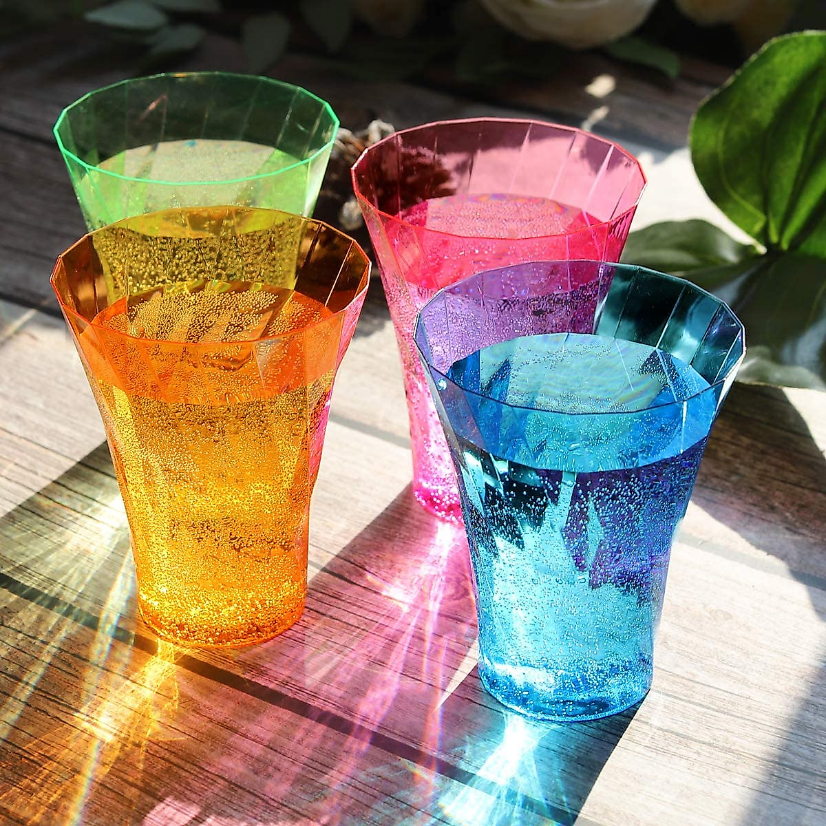 supernal 10oz Neon Plastic Tumbler Cups(Set of 96) Rainbow Plastic Drinking Glasses, Colorful Plastic Cups Perfect for Super Bowl Party Birthday