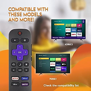 OEM Remote Control for Roku TV No Pairing Includes Volume Control Buttons & Netflix Disney+ Apple TV and HBO Shortcuts (Hisense 3226001217)