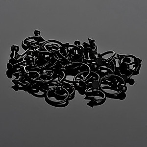 IPINK Spike Bars Labret Lip Ring Stud Body Piercing Stainless Steel Black 50pcs 16g