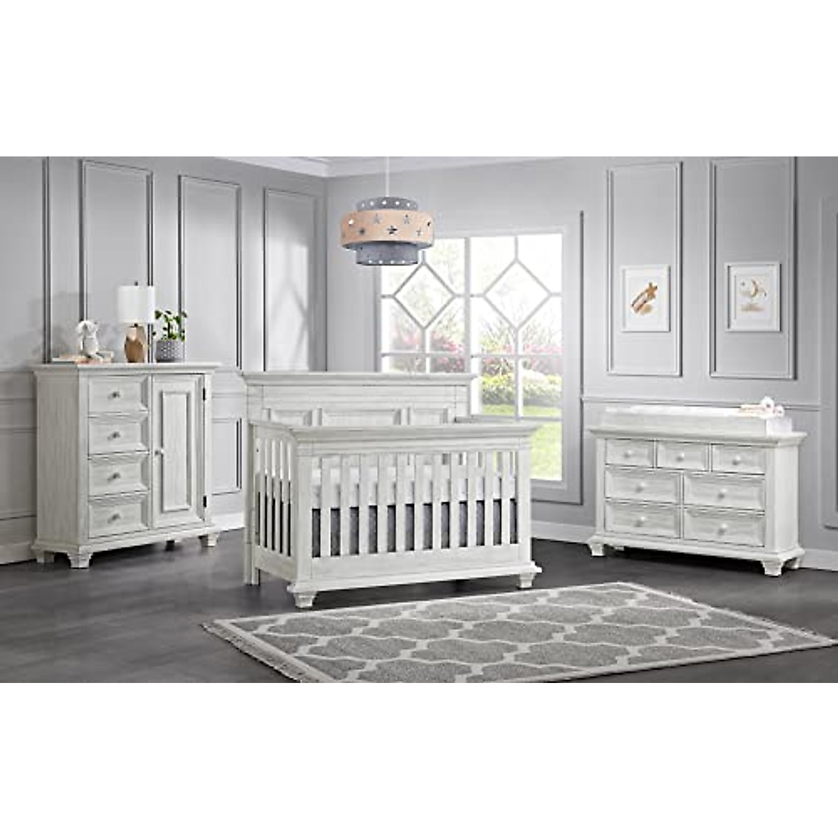 Oxford Baby Weston 4-in-1 Convertible Crib, Vintage White, GreenGuard Gold Certified