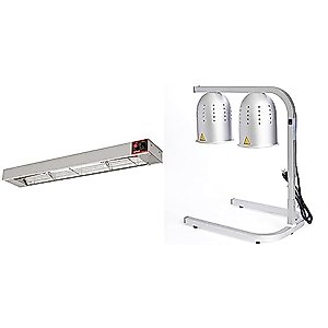 Winco ESH-36, 36-Inch Electric Strip Heater, 850W, 7A, Commercial Grade Infrared Food Warmer, ETL,Silver & SYBO DL2112 Commercial Grade Food Heat Lamp Portable Electric Food Warmer 2-Bulb
