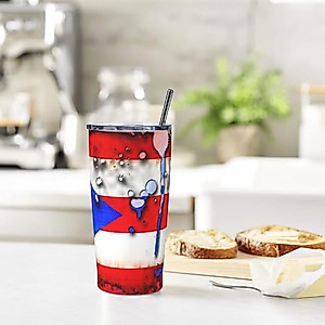 VKKOEWL Puerto Rico flag Stainless Steel Insulated Tumbler 20 Oz Travel Water Bottle Coffee Mug Drink Cup With Lid Straw