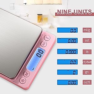 Digital Food Scale for Food Ounces and Grams，YONCON 3000g/0.1gram Accuracy Multifunctional Kitchen Scale for Cooking, Baking | Small Size for Easy Storage | Tare Function