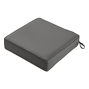 Classic Accessories Montlake FadeSafe Water-Resistant 23 x 23 x 5 Inch Square Outdoor Seat Cushion, Patio Furniture Chair Cushion, Light Charcoal Grey, Outdoor Cushion Cover