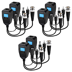 Passive Video Balun Connector 8 Pairs Passive Video Power Balun Audio 960P/1080P/2MP BNC to RJ45 Network Transceiver Cat5e/Cat6 Adapter AHD/TVI/CVI/CVBS for Full HD Surveillance Camera System Balun83