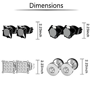 ONESING 15 Pairs Stainless Steel Earrings for Men Inlaid stud Cross Dangle Hinged CZ Earrings Stud Hypoallergenic Earrings Huggie Earrings Set for Women Men Ear Piercing Jewelry Black Steel Gold