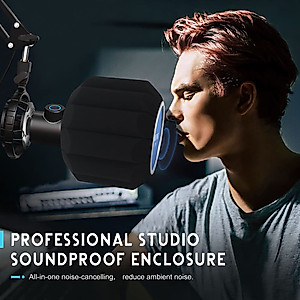Micfuns MF2 Microphone Windscreen Pop Filter,Side Cutout 45-60-mm Suspended Microphones SM7B, Sound Absorbing Foam Reducing Noise And Reflections