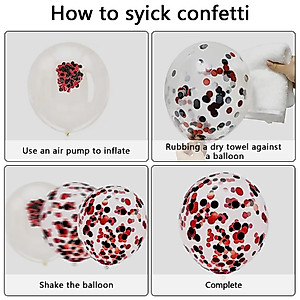 YOYOWY 133 pcs Red Black and White Latex Balloons, Black Red Confetti Balloons Garland Arch Kit for Birthday Baby Shower Party Wedding New Year Decorations