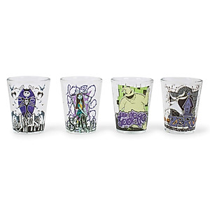 Silver Buffalo Disney Nightmare Before Christmas Character Portraits 4-Piece Mini Glass Set, 1.5 Ounces