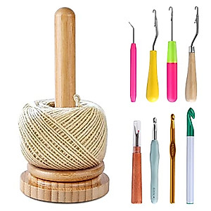 Joyeee Wood Yarn Holder with Twirling Mechanism Classic,Knitting Embroidery Accessory with Crochet Hook,Craft & Sewing Supplies