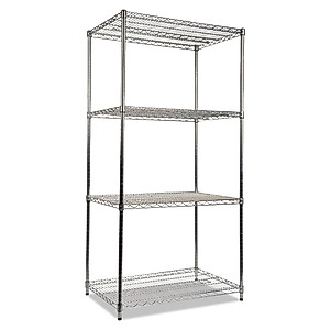 Alera SW503624SR Wire Shelving Starter Kit, 4 Shelves, 36w x 24d x 72h, Silver