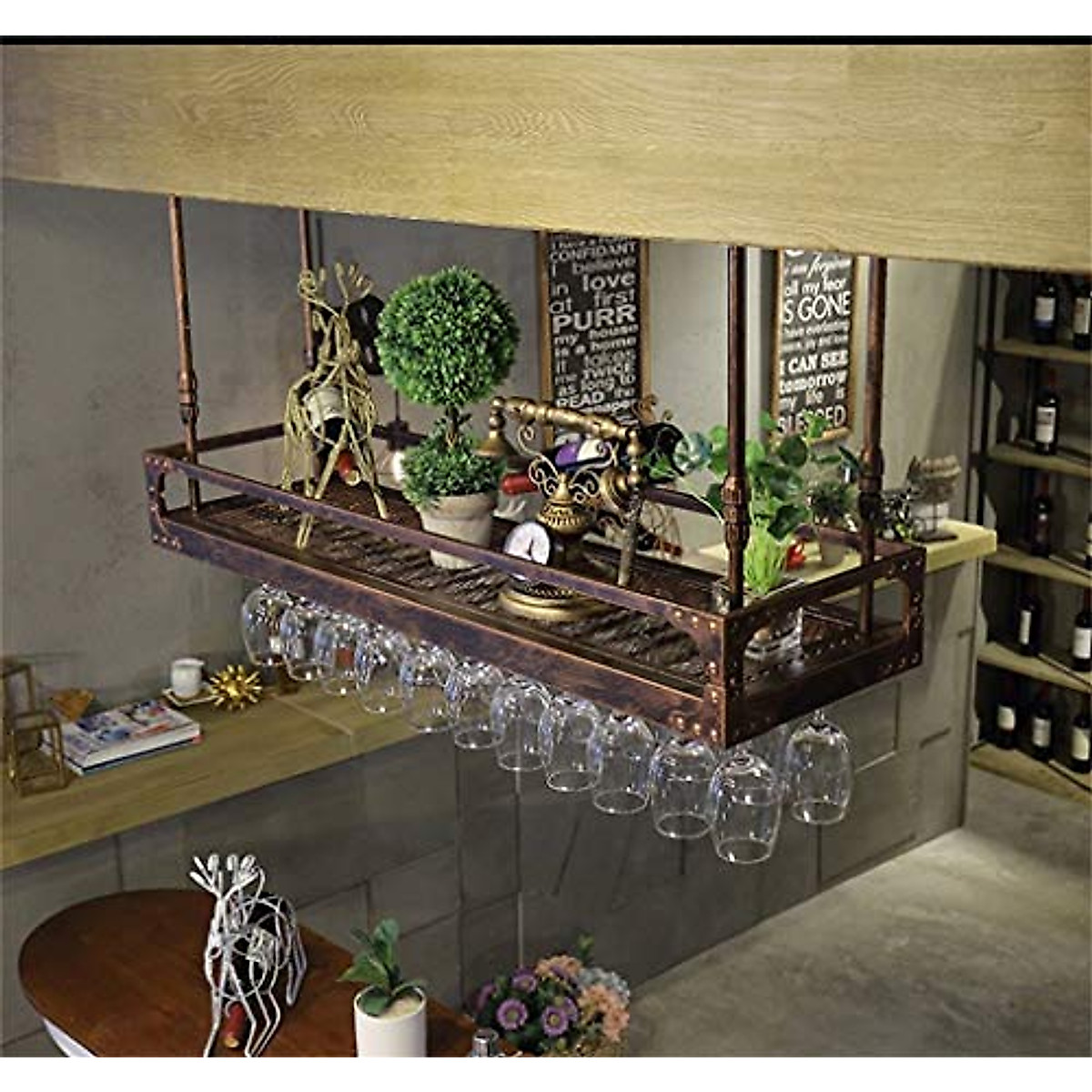 Creative Simplicity European Walls Metal Bottle Rack Storage Rack Iron and Bar Household Loft Ceiling Wall Glass Mounted Glass Glass Glass Glass Glass Stemware Rack Creative Simplicity Wine Bottle Ho