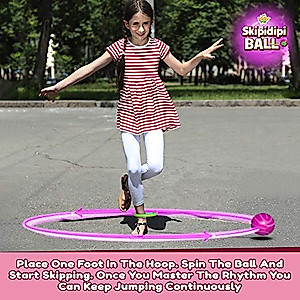 IPIDIPI TOYS Skip It Ankle Toy Pink Retro Skipit Toy Hopper Ball - Improve Coordination, Get Exercise The Fun Way - Playground Ball Best Retro Birthday Gift for Kids 5, 6, 7, 8, 9, 10, 11