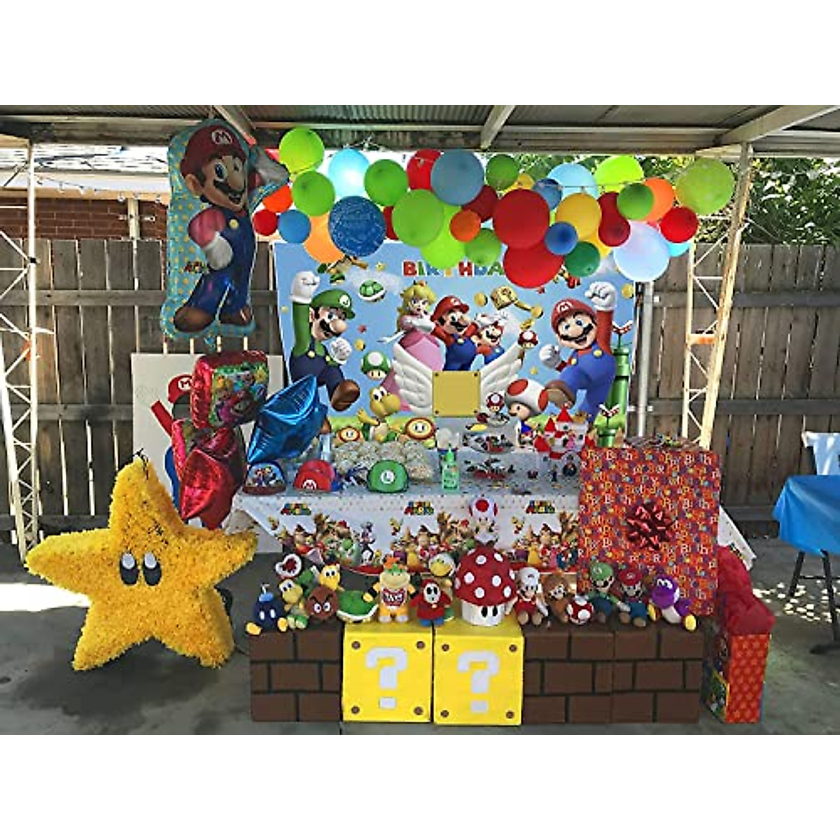 Sakurar SK Mario Birthday Bakdrop Adventure Game Video Mario and Princess Peach Backdrop Vinyl Birthday Party Baby Shower Decoration Mario Party Background 7x5ft