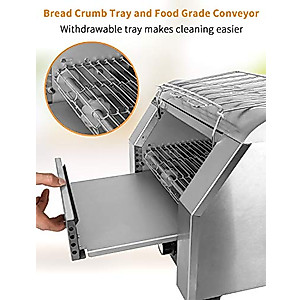 Commercial Conveyor Toaster 300PCS Per Hour Toasting Bread Bagels 110V Electric Countertop Belt Machine for Restaurant Home Bread Bagel Breakfast Food