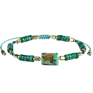 KELITCH Natural Crystal Beaded Friendship Bracelets for Women Turquoise Strand Bracelets New Jewelry