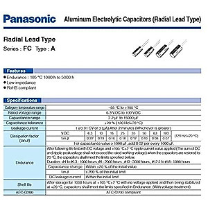 12PCS 470uF 25V Panasonic FC Low ESR, 105 Degree high Temperature Resistant Series Audio Grade Capacitor 8x12 mm for high-end Audio
