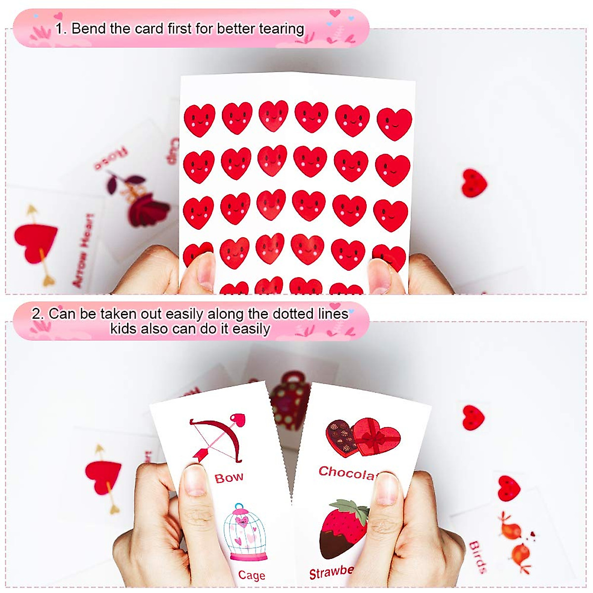 Officygnet Valentine's Day Bingo Game Cards, 32 Players for Kids Party Card Games, School Classroom Group Games, Family Activity, Valentines Party Favors Supplies