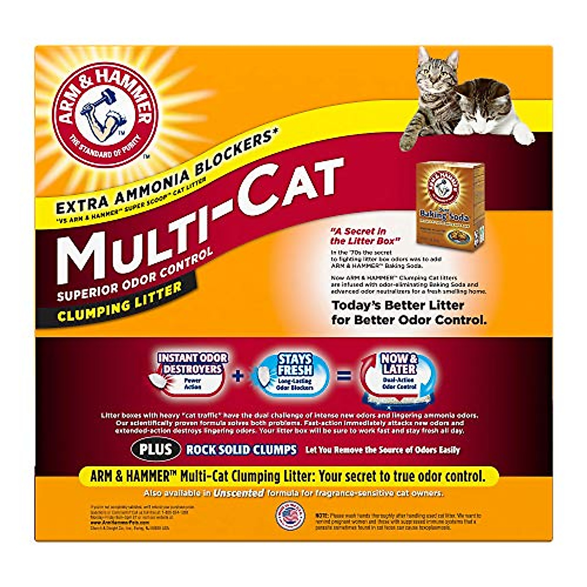 Arm and Hammer Clumping Cat Litter, Multi-Cat Strength, 40 Pound Box