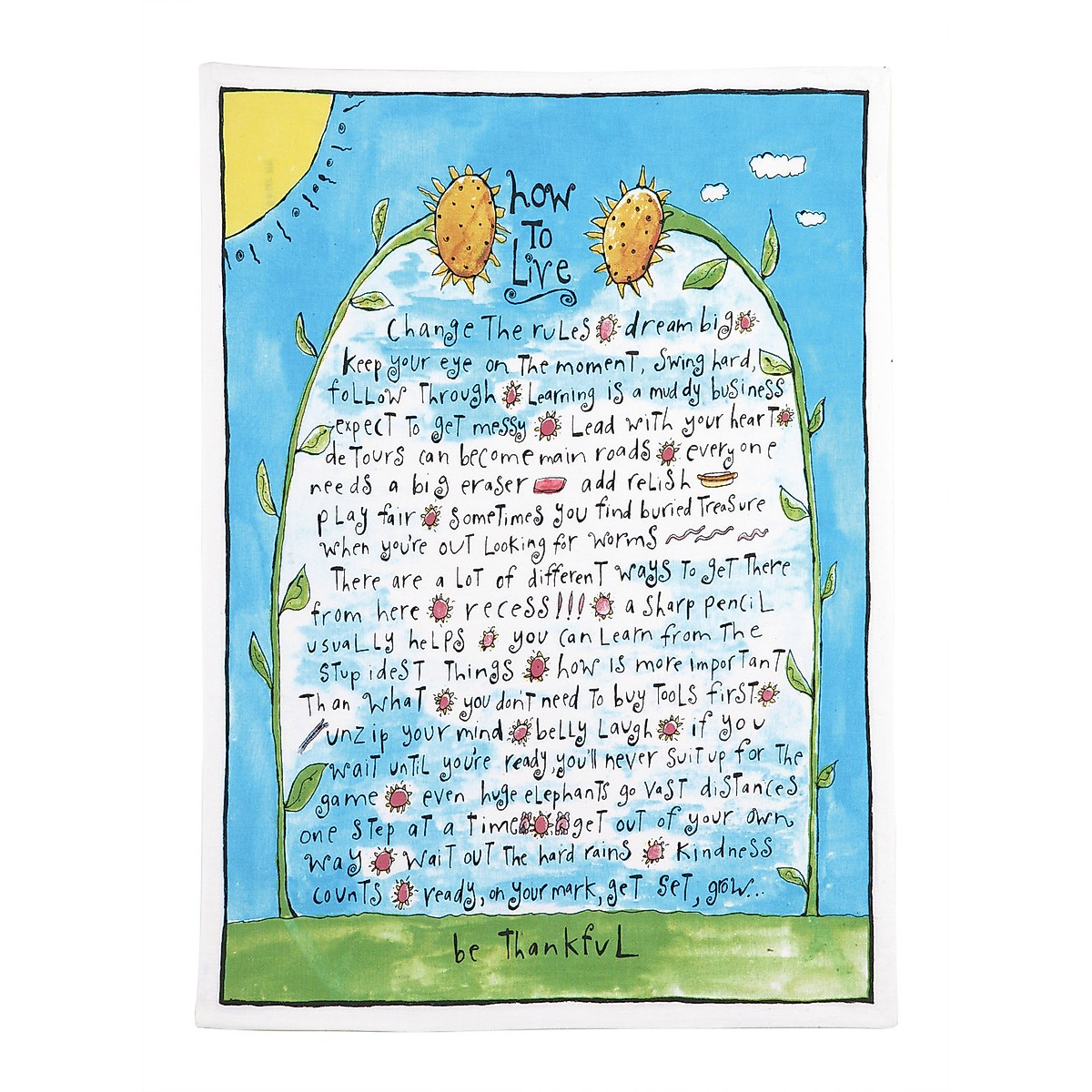 Sandy Gingras How to Live Kitchen Towel, Blue