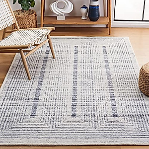 SAFAVIEH Metro Collection 5' x 8' Light GreyIvory MET991G Handmade Stripe Area Rug