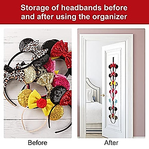 Nuolich 2Pcs Mouse Ears Headband Holder Hanging Wall Display Decor Bow Headpiece Hair Accessories Hanger Organizer