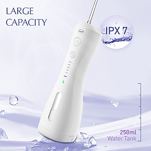 Power Water Flosser for Deeply Teeth Cleaning, Durable Battery 6 Modes & 5 Jet Tips Cordless Dental Oral Irrigator, Electric Rechargeable IPX7 Water Floss Cleaner Pick for Tooth/Gums/Oral/Braces Care
