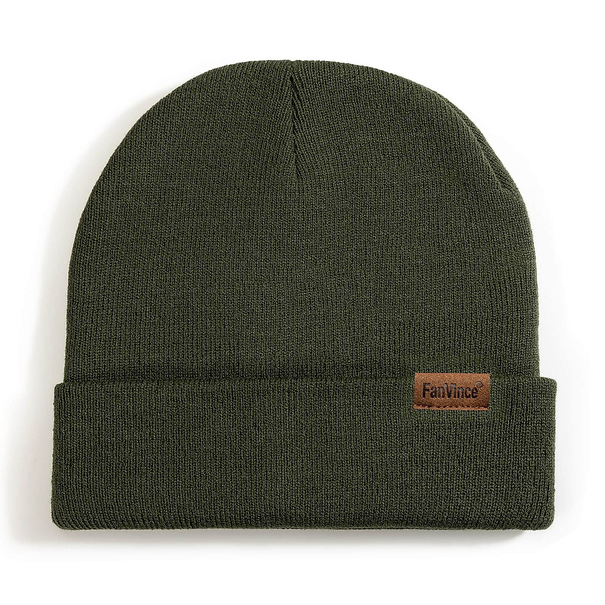 FanVince Hats for Men Women Winter Thermal Cuffed Beanies Knit Gifts Skull Cap Olive Green