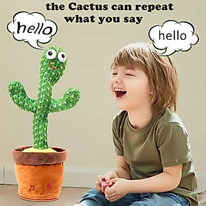 Dancing Cactus Mimicking Toy | Talking Singing Plush Doll | USB Charging | for Babies and Toddlers | Repeats What You Say | 120 Songs Built-in | LED Light Up | English & Spanish