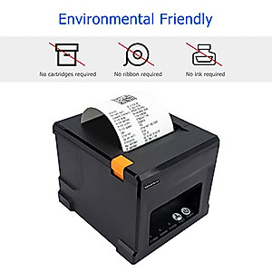 NetumScan 80mm POS Receipt Printer 300mm/s USB Thermal Receipt Printer with Auto Cutter Cash Drawer, USB Ethernet Interface, Support Windows/Mac/Linux, Restaurant Kitchen Printer for ESC/POS