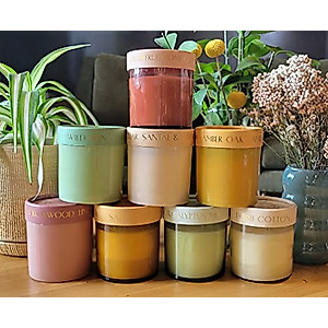 Paddywax Firefly Candle Co. Optimist Scented Candles with Soy Wax Blend and Reusable Glass Jar for Home Fragrance and Aromatherapy - 7 Ounce, Linen Rosewood, Dusty Pink
